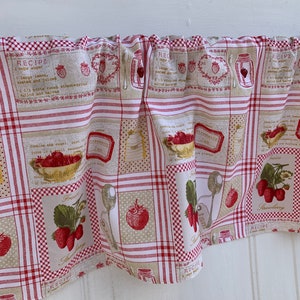 Red Strawberry Recipes Curtain Window Treatment Panels Valance ...