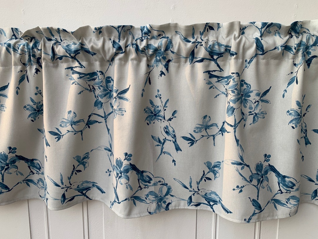 Blue Bird Spring Valance Kitchen Sun Room Bedroom Livingroom Window ...