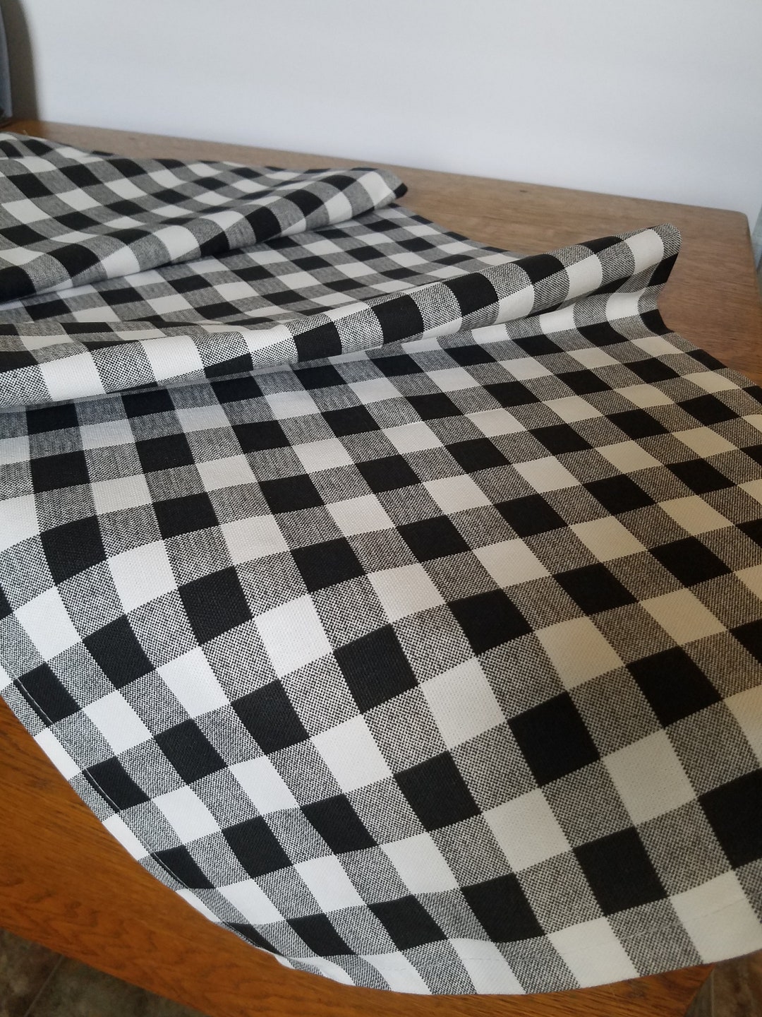 Premier Print. Small Buffalo Check. Black. White. Table Runner ...