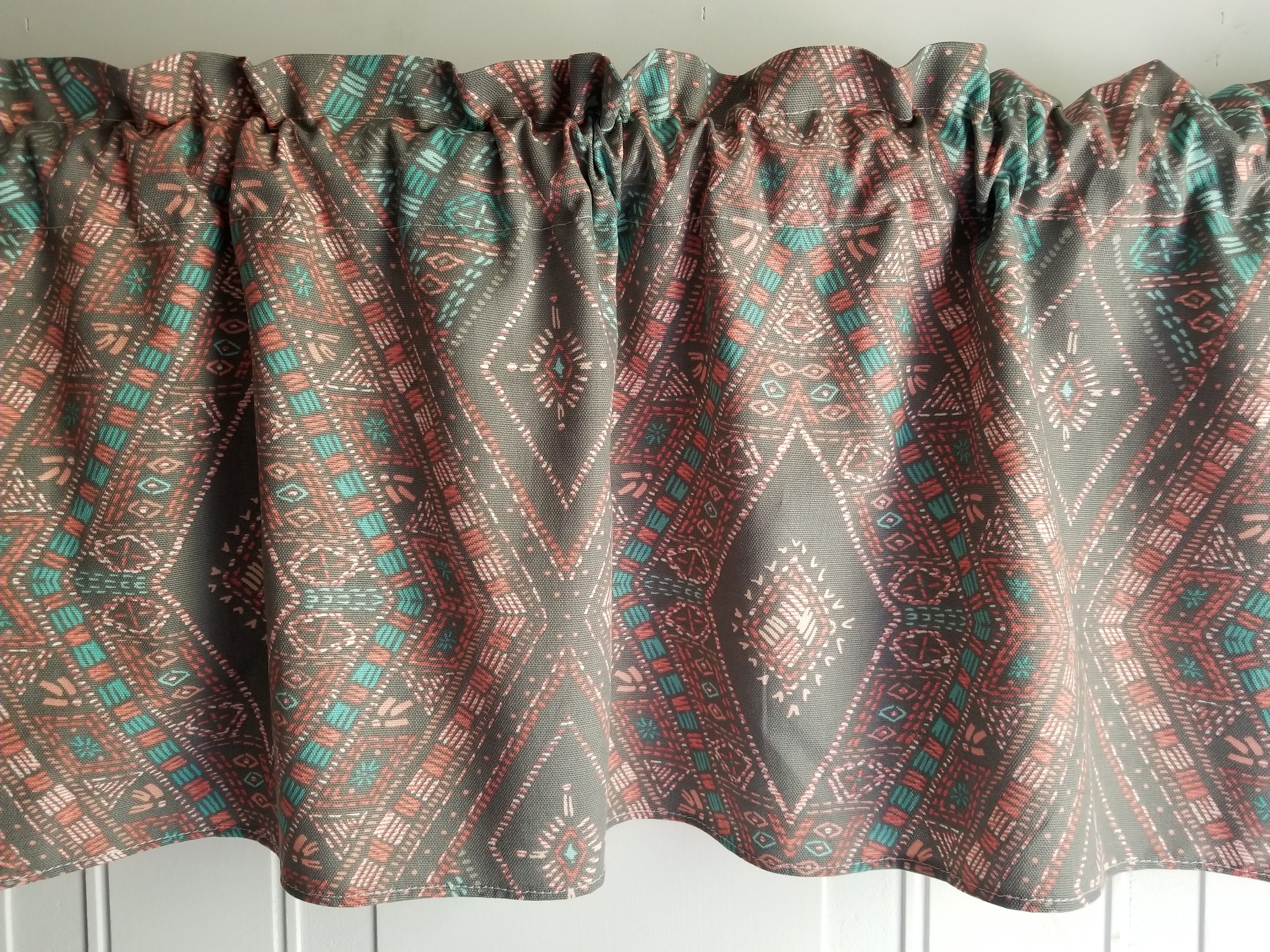 Ambrose Serene. Teal. Gray. Tribal. Southwest. Tan. Camper. Custom Made ...