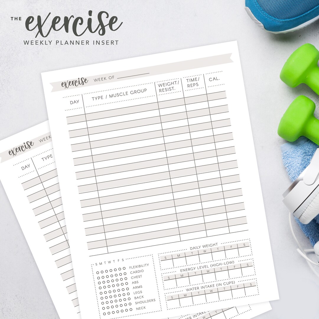 Exercise Weekly Planner Inserts: Fitness Tracker (digital Download) - Etsy