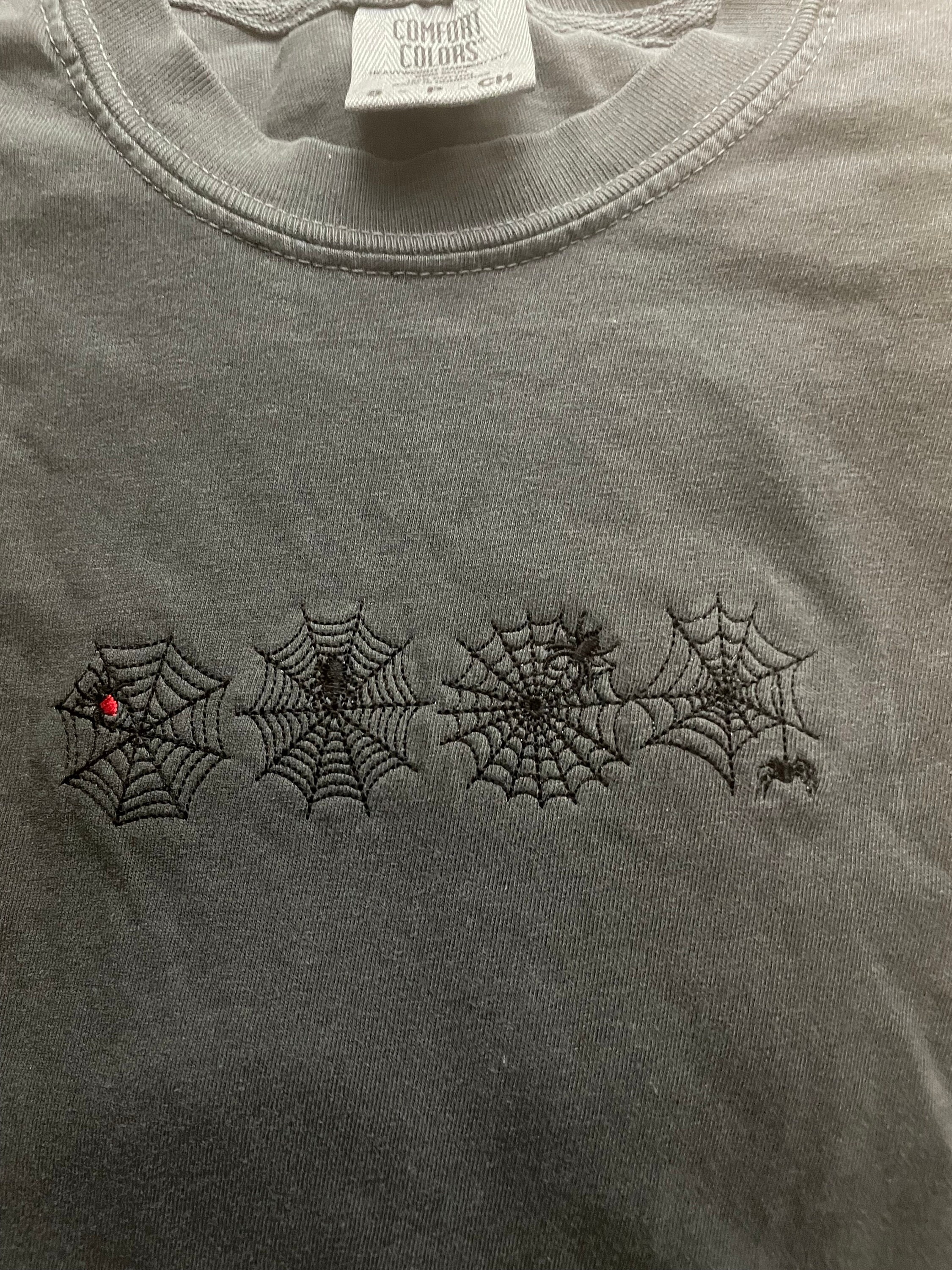 Spider Web Embroidered T Shirt, Spider Shirt, Bug Shirt, Halloween ...