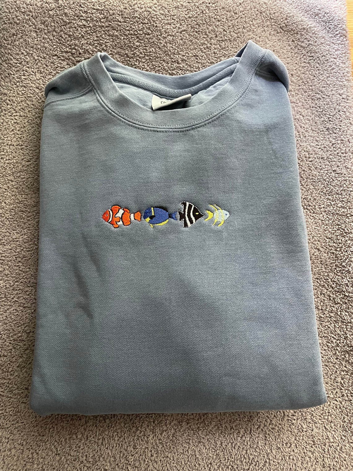 Tropical Fish Embroidered Crewneck | Fish Sweatshirt | Ocean Sweatshirt ...