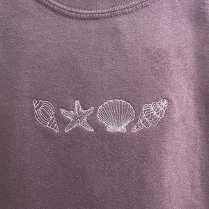 Sea Shell Embroidered T Shirt | Beach Shirt | Beach Lover Gift | Gift ...