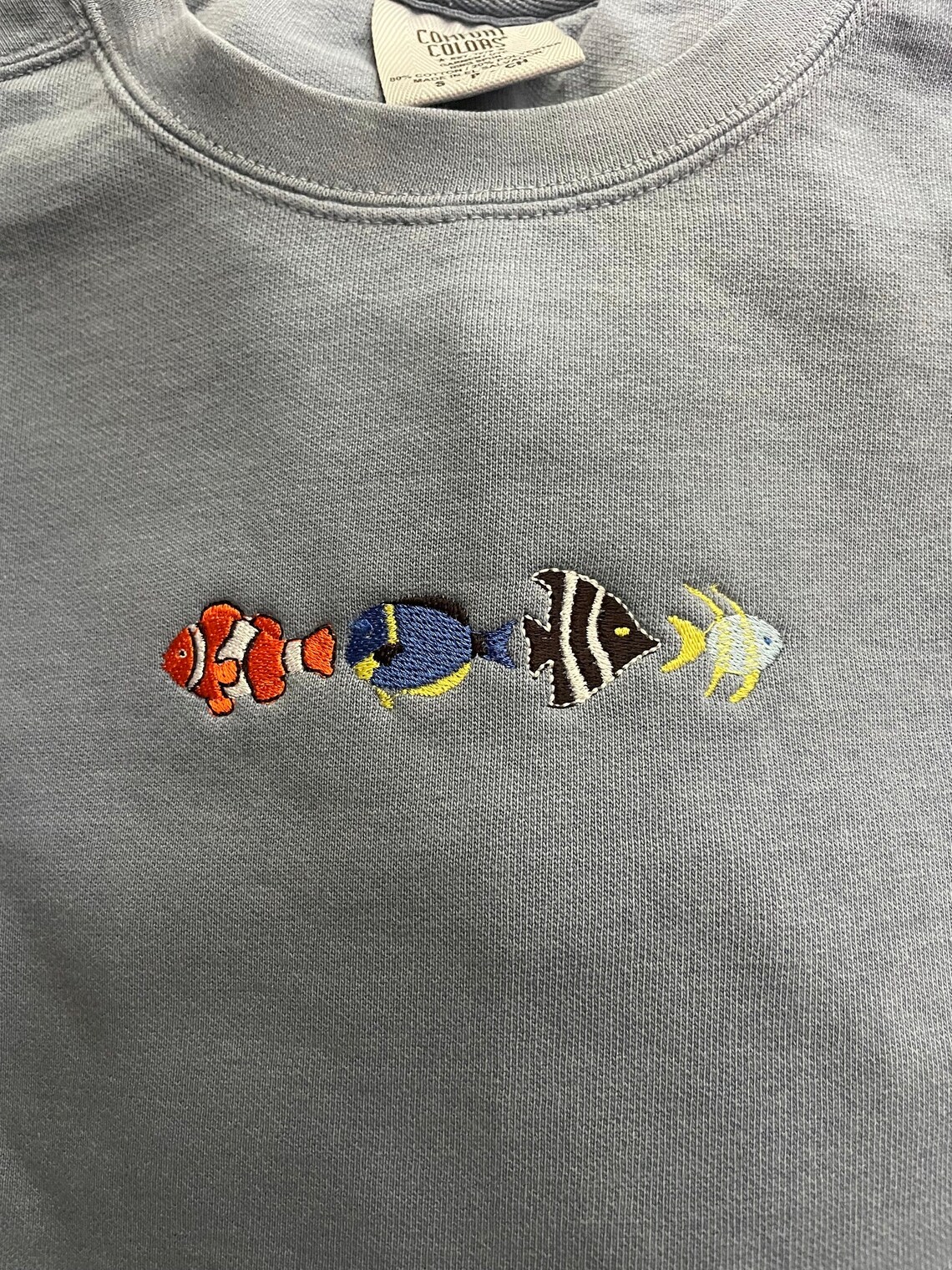 Tropical Fish Embroidered Crewneck | Fish Sweatshirt | Ocean Sweatshirt ...