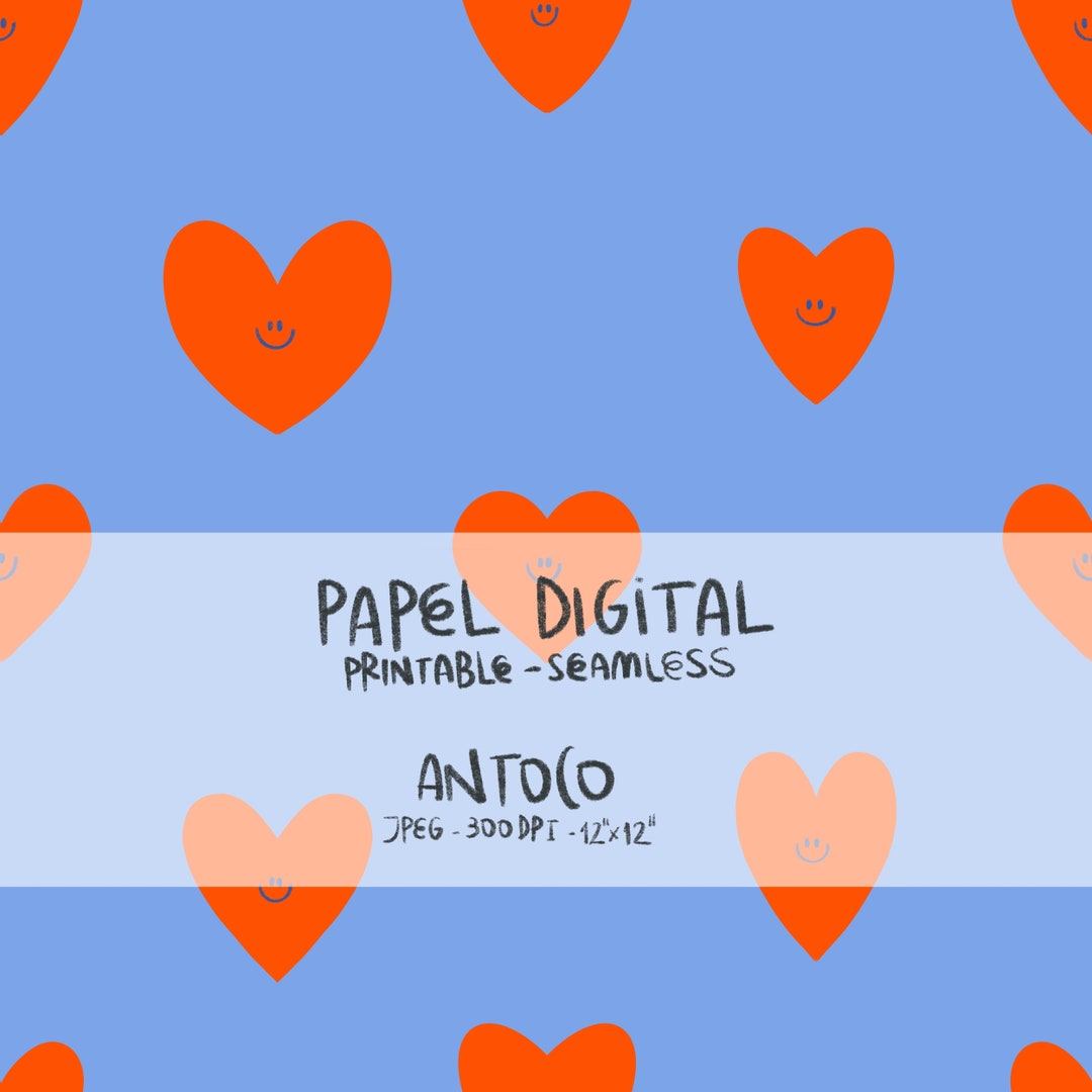 Heart Digital Paper - Seamless - Instant Download -12"x12" - 300dpi - Etsy