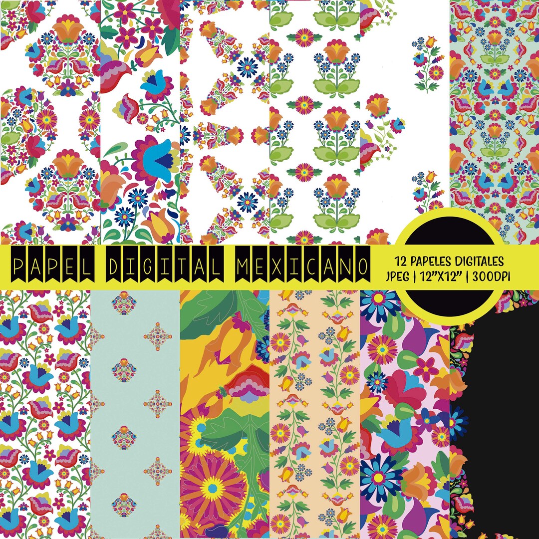 Mexican Papel Digital - Flores Mexicanas - Instant Download -12"x12 ...