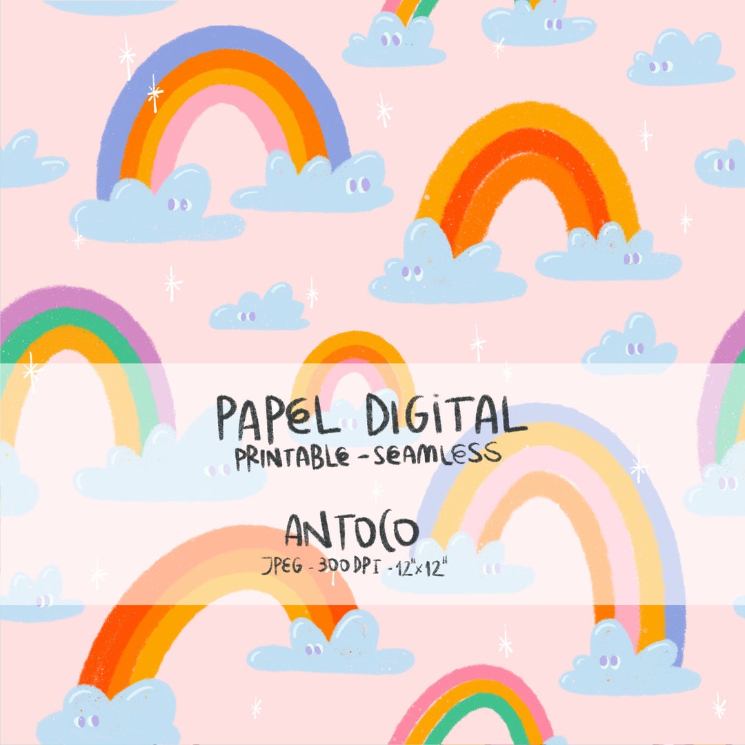 Rainbow Digital Paper - Seamless - Instant Download -12"x12" - 300dpi ...