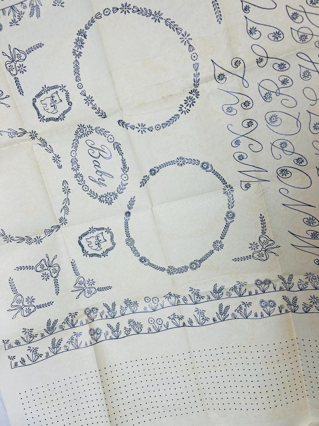 Vintage Uncut Marjorie Hand Embroidery Hot Iron Transfers for Baby's ...