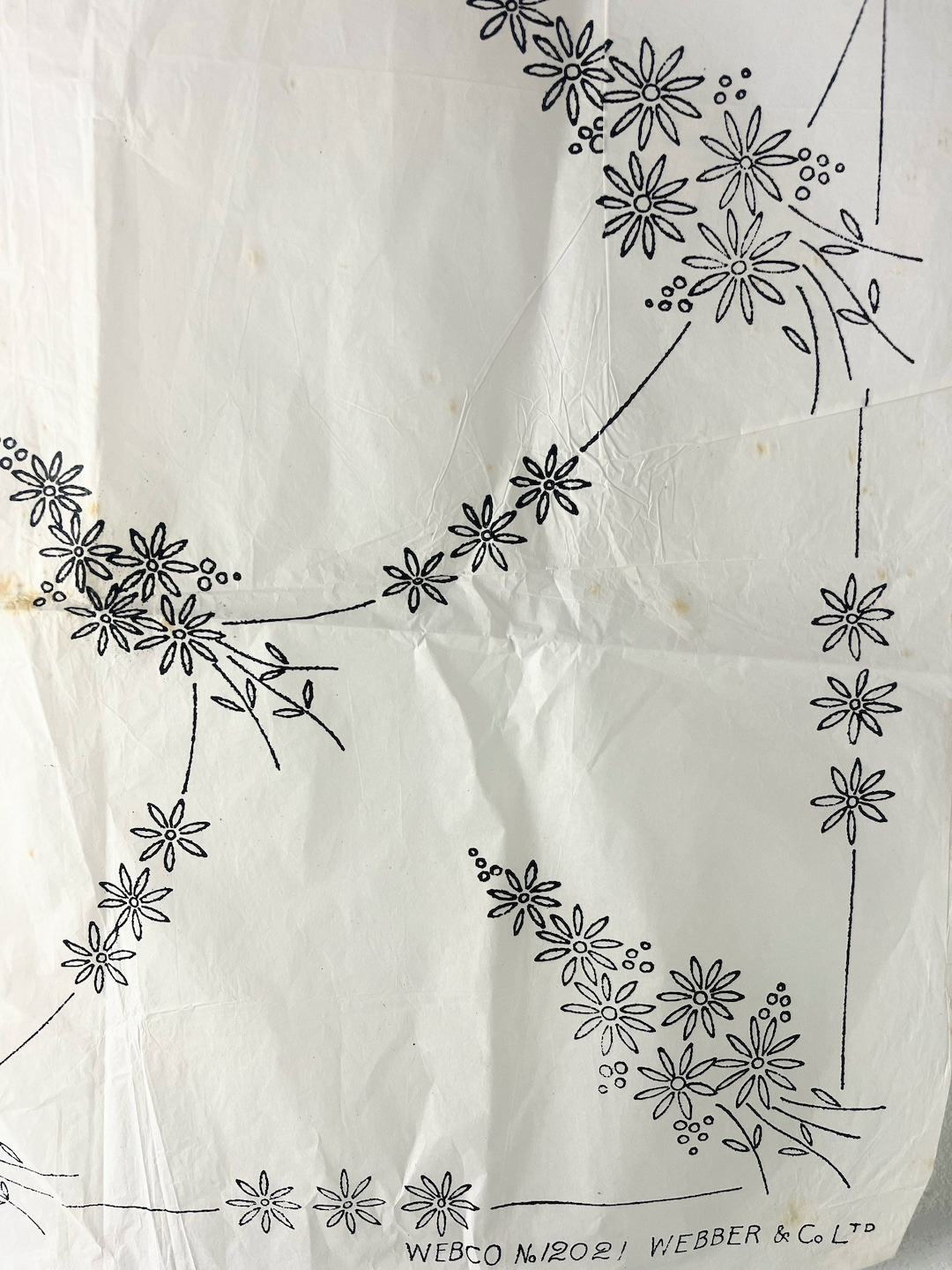 Vintage Webber & Co Webco Embroidery Transfer 12021, Large Floral ...