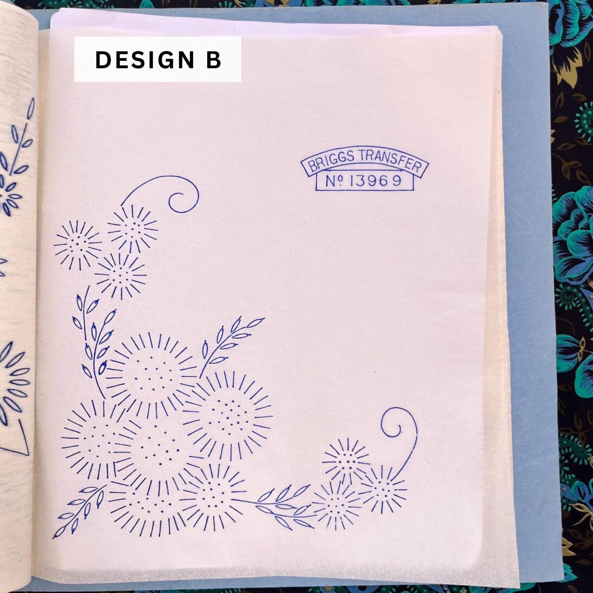 Vintage Iron on Hand Embroidery Transfers by Briggs, Lazy Daisy Floral ...