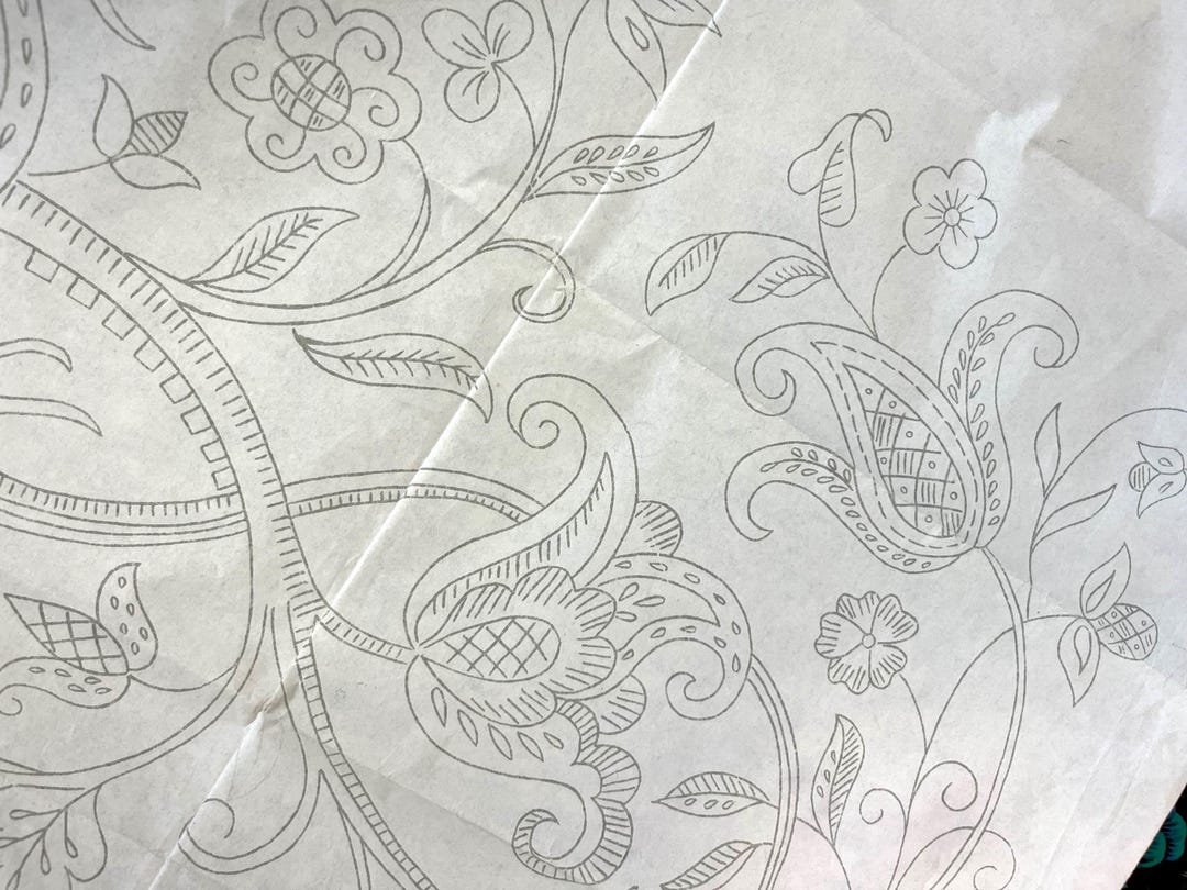 Vintage Deightons Hand Embroidery Transfer, Extra Large Jacobean Floral ...