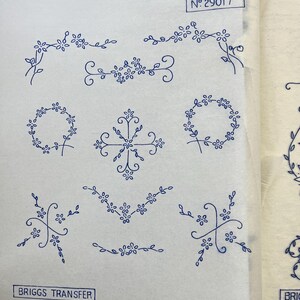 Vintage Iron on Hand Embroidery Transfers by Briggs, Small Floral ...