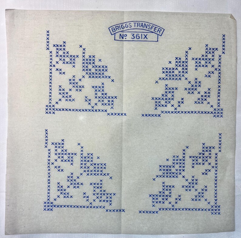 Vintage 1930s Briggs Cross Stitch Corner Iron-on Transfer Pattern 361X ...
