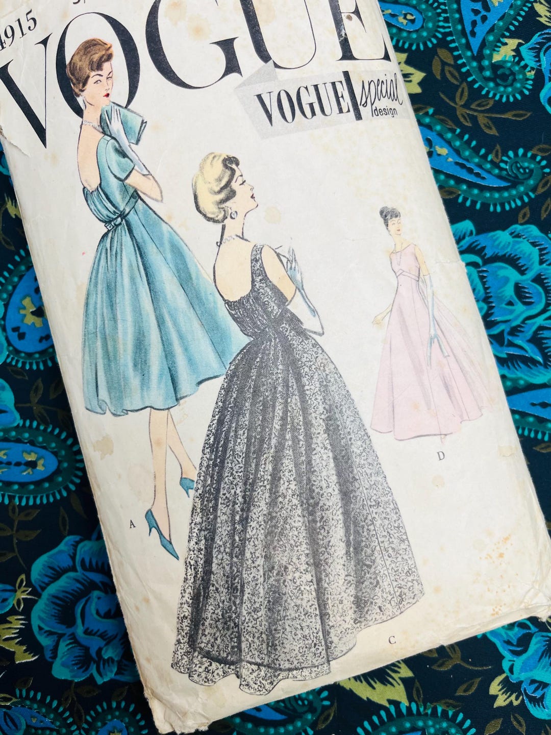 Bust 34" Vintage 50s Simplicity Sewing Pattern S-4915, Ladies Flared ...