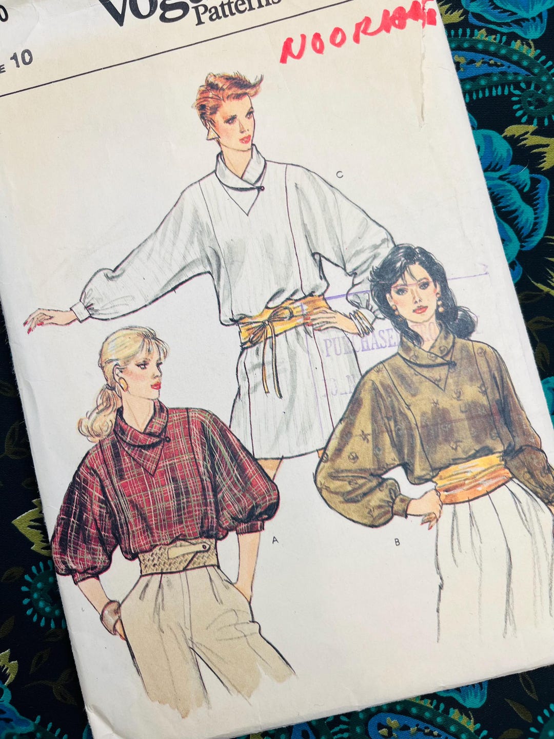 Bust 32.5" Vintage 80s Vogue Sewing Pattern 8430,loose Blouse or Dress ...