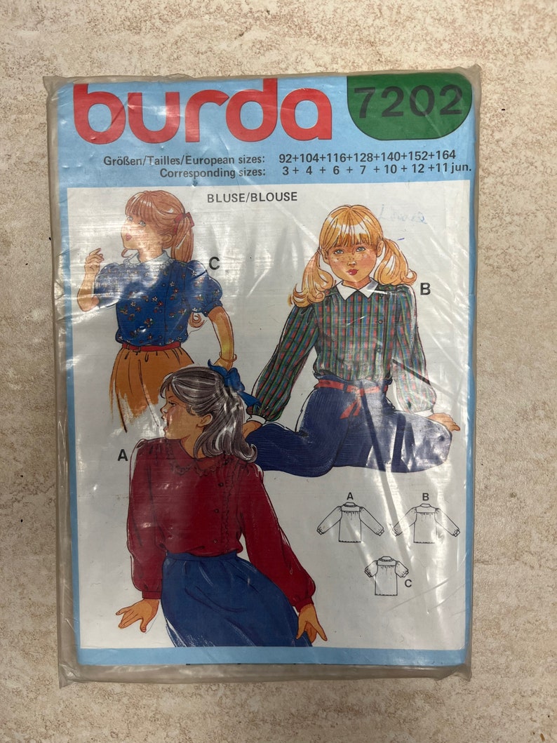 Vintage Uncut 90s Burda Sewing Pattern Kids Blouse Little - Etsy