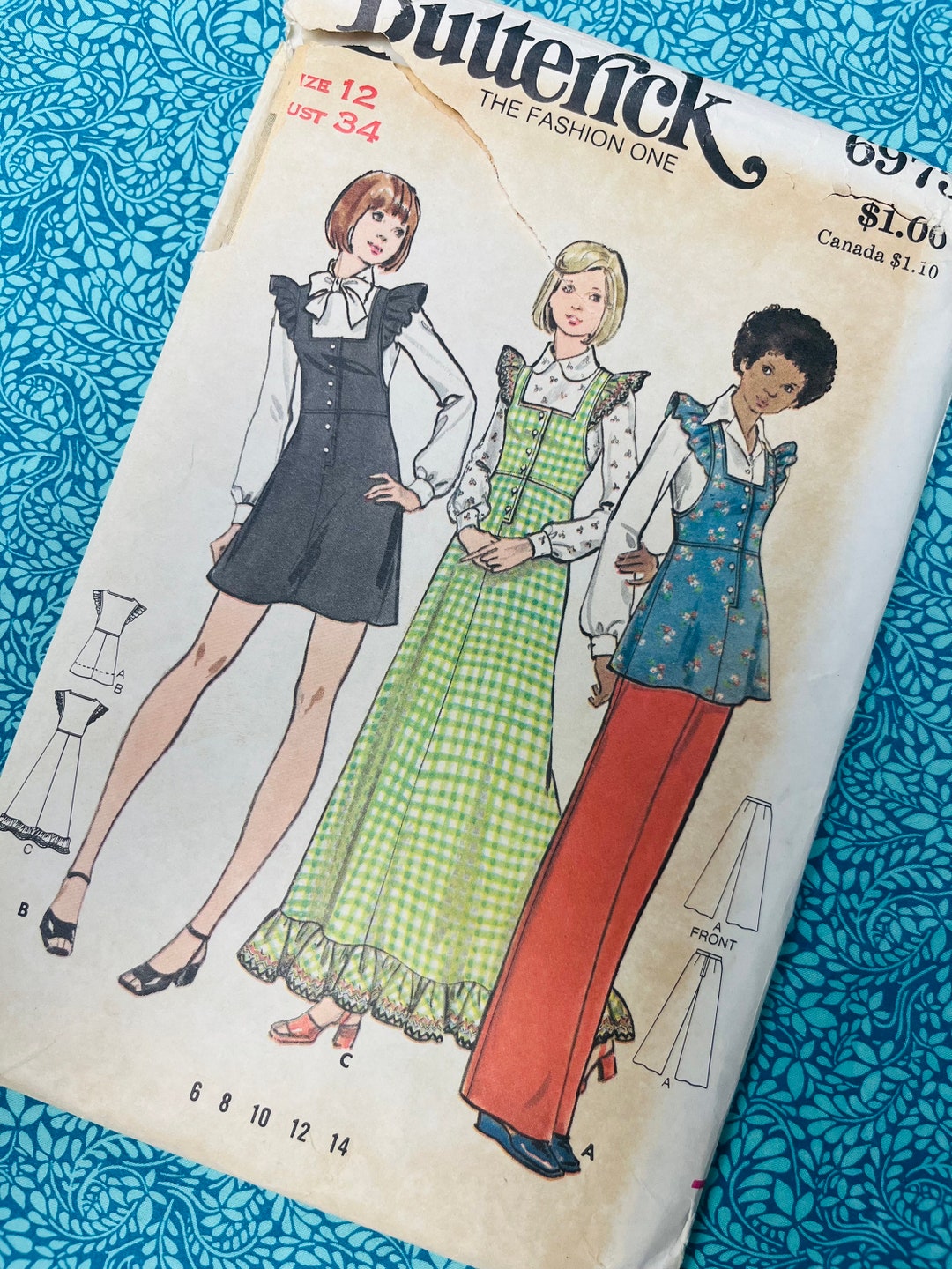 Bust 34" Vintage Uncut 70s Butterick Sewing Pattern for Women 6973 ...