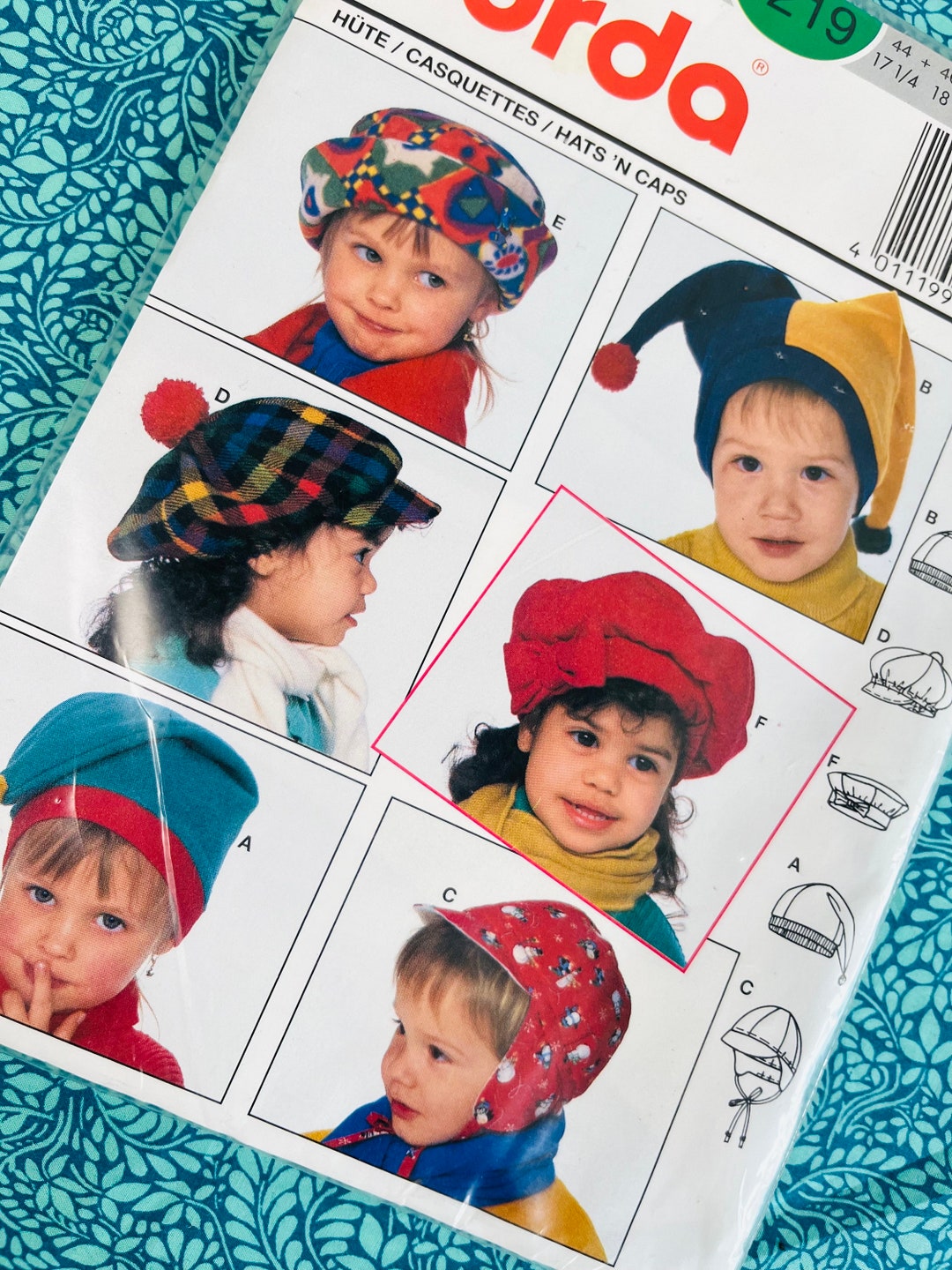 Vintage Uncut 90s Burda Sewing Pattern 4219, Childrens Hats, Kidswear ...