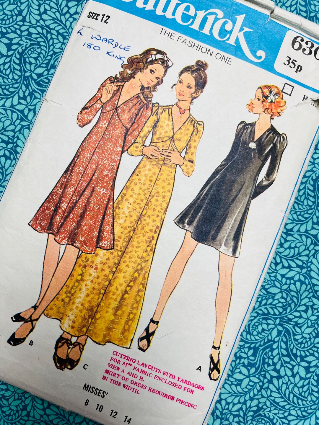 Bust 34" Vintage 70s Butterick Sewing Pattern 6308, Ladies High Fitted ...