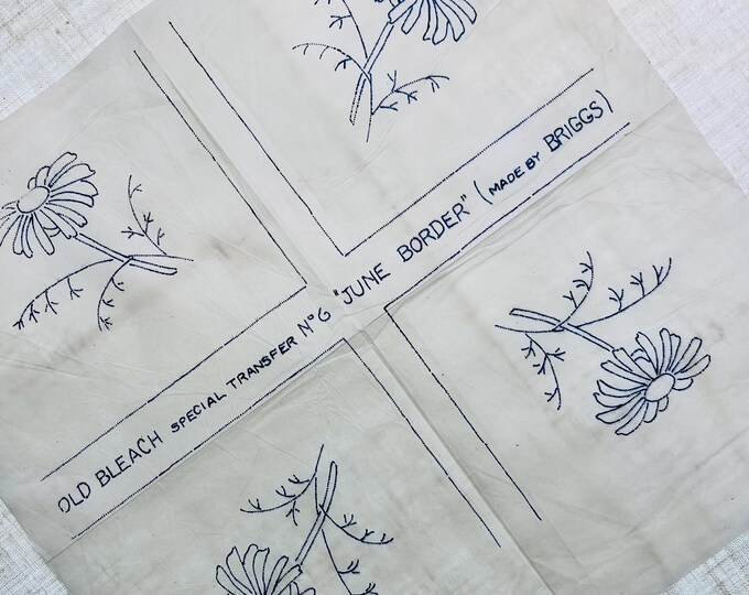 Vintage Iron on Hand Embroidery Transfer by Old Bleach, June Border ...