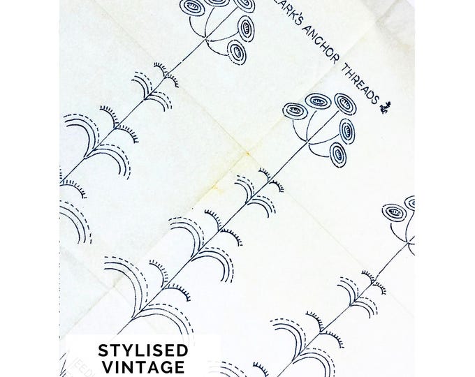 Vintage Hand Embroidery Iron-on Transfer Pattern, Stylised Mid-century ...