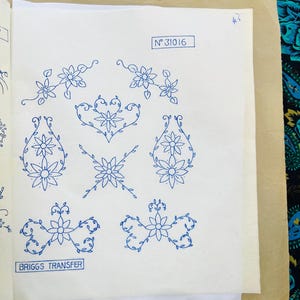Vintage Iron on Hand Embroidery Transfers by Briggs, Small Floral ...