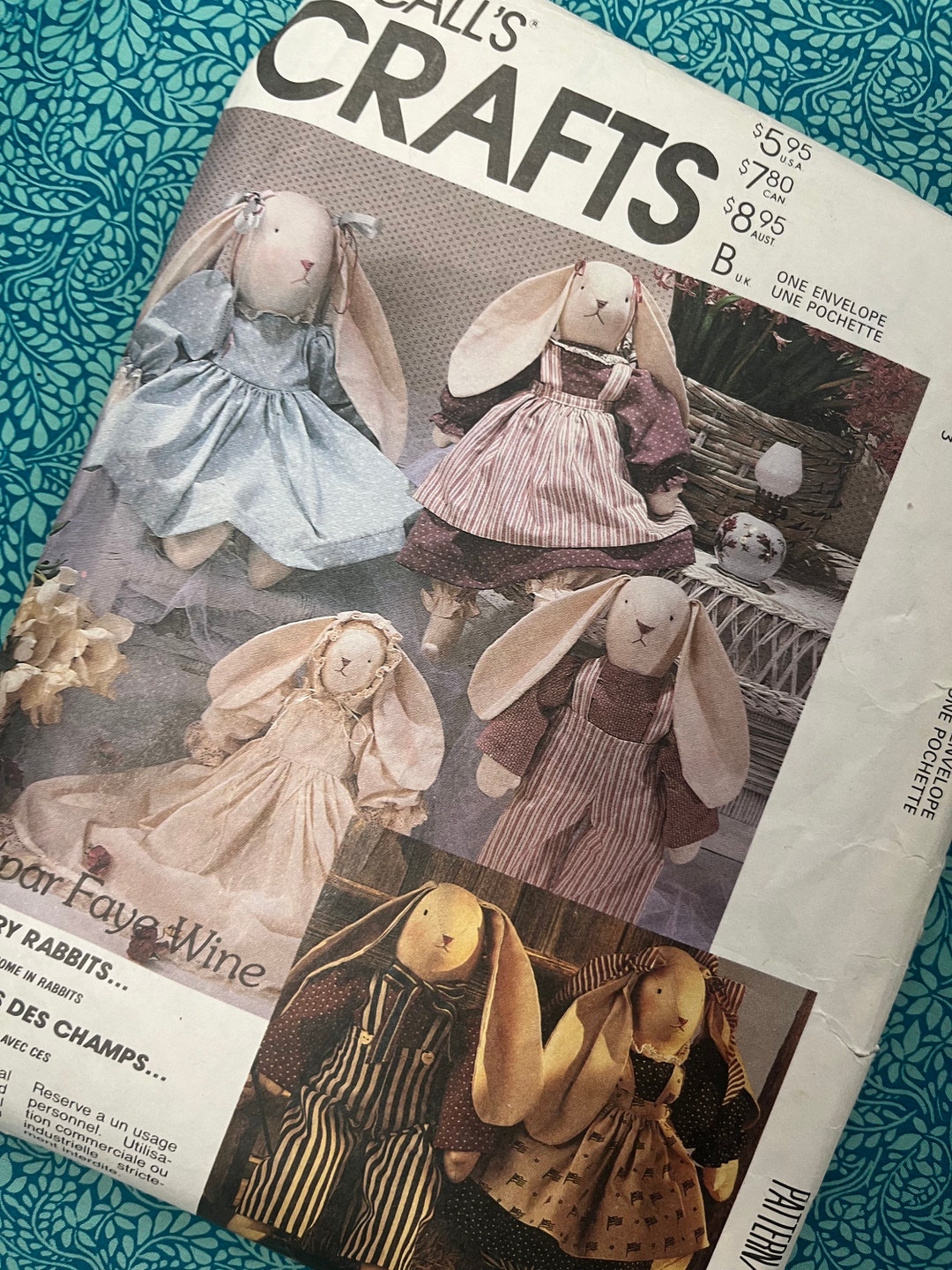 Vintage 80s Mccalls Crafts Faye Wine Country Rabbits Sewing Pattern ...