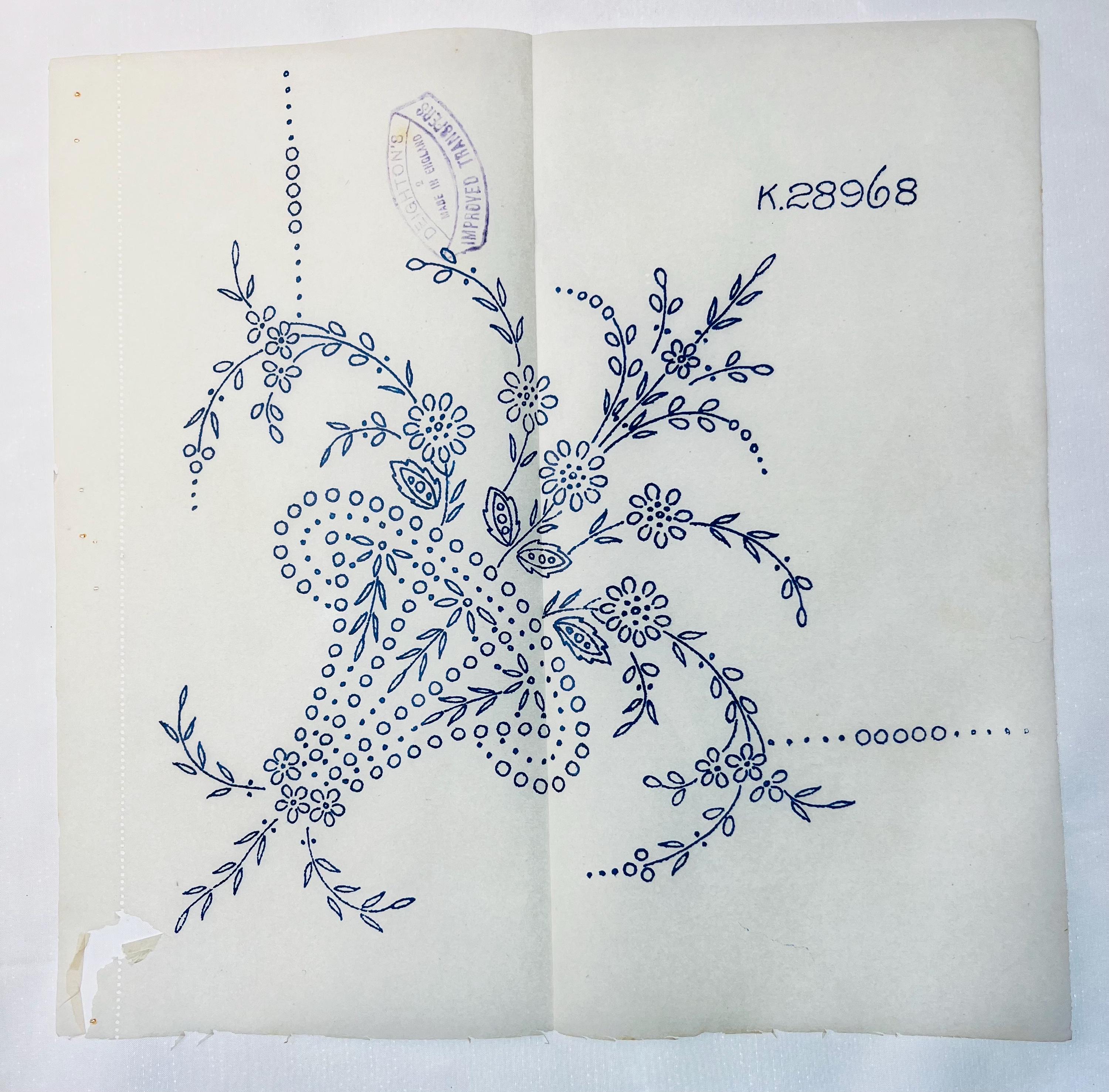 Vintage 10" Corner Hand Embroidery Iron on Transfer Design, Art Deco ...