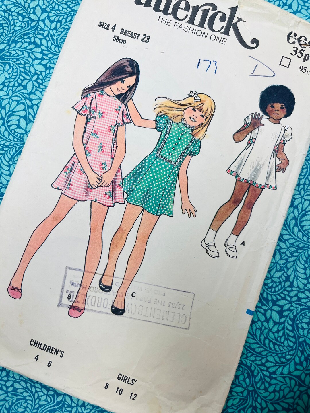 Age 4 Vintage 70s Butterick Sewing Pattern 6608, Girls Dress Princess ...