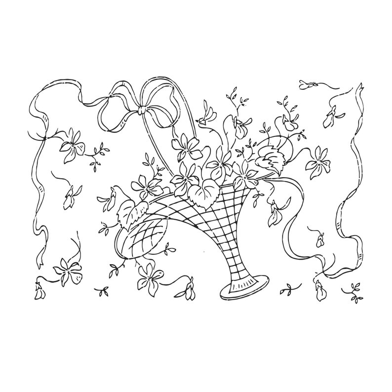 Antique Edwardian Hand Embroidery Design Basket of Flowers - Etsy