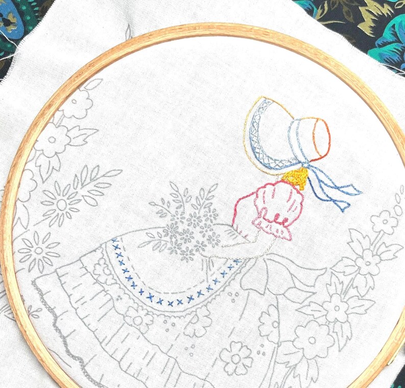Sew Many Flowers, Ready-to-embroider Fabric Stamped With Crinoline Lady ...