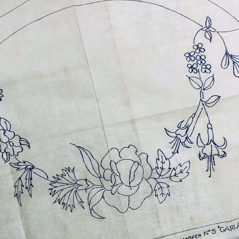 Wildflower Garden Embroidery Transfer, Vintage Tea Cosy Iron-on Pattern ...