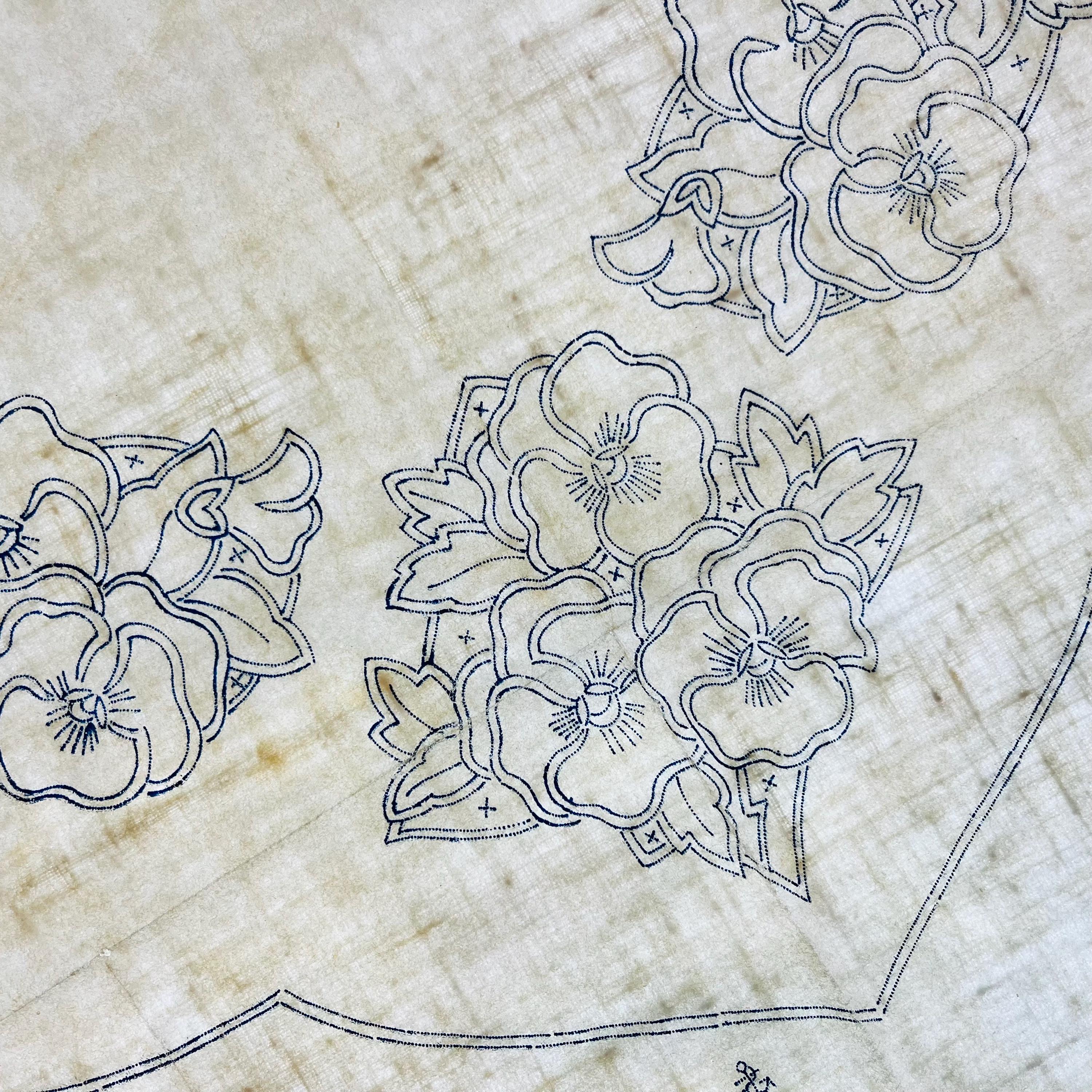 Pansy Cutwork Hand Embroidery Design for Chairback, Vintage Iron-on ...