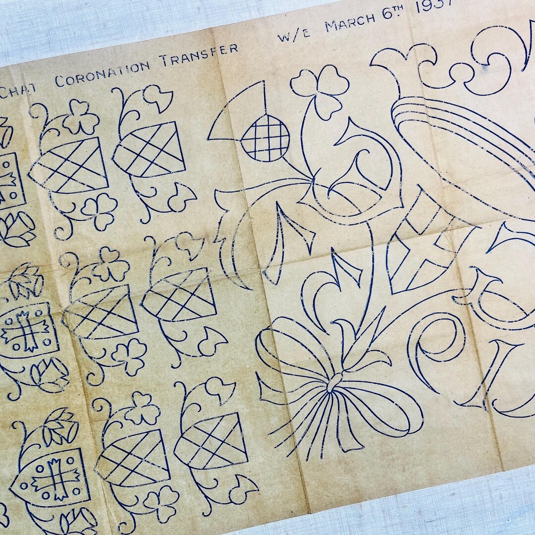 Vintage 1937 Coronation Embroidery Transfer by Home Chat, King George ...