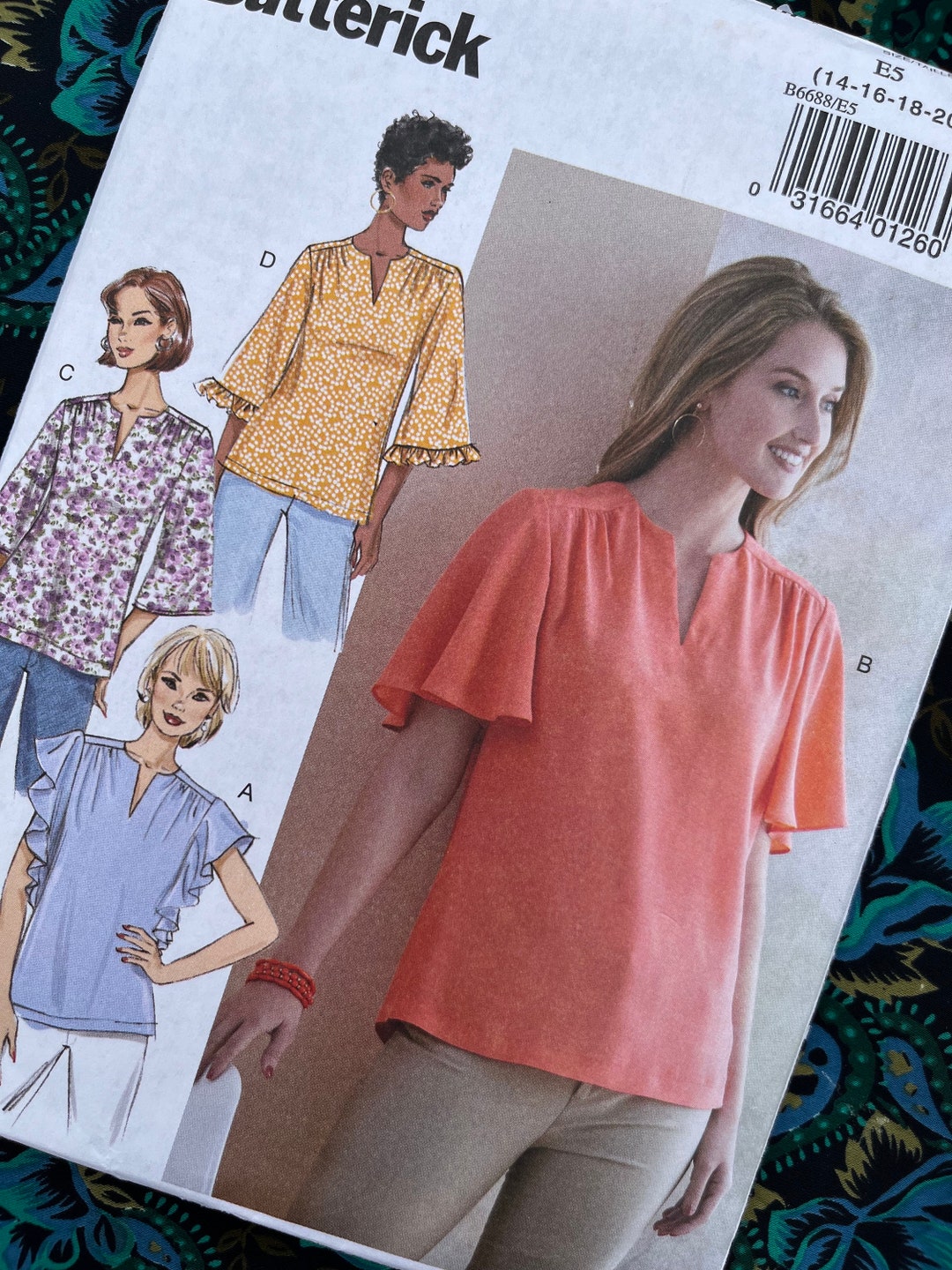 Bust 36 Butterick Sewing Pattern B6688, Ladies Top With Notch Neck ...
