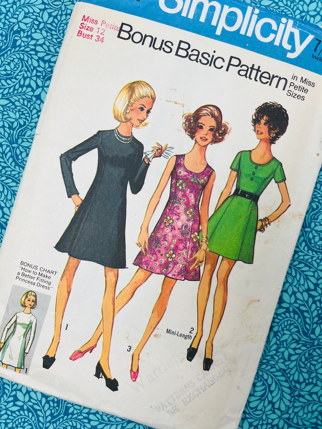 Bust 34 Vintage 70s Simplicity Sewing Pattern 8887, Ladies Princess ...