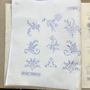 Vintage Iron on Hand Embroidery Transfers by Briggs, Small Floral ...