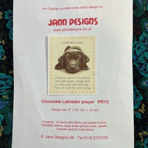 Jann Designs Counted Cross Stitch Kit, Chocolate Labrador Prayer, A ...
