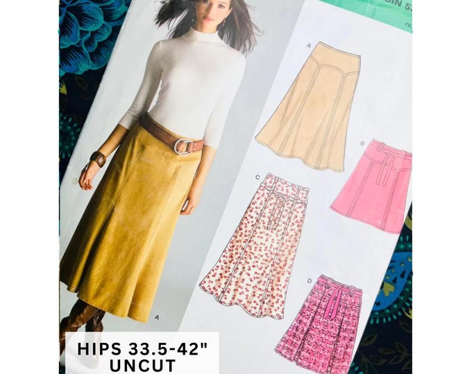Hips 33.5-42" Uncut New Look Sewing Pattern 6511, Ladies Panelled Godet ...