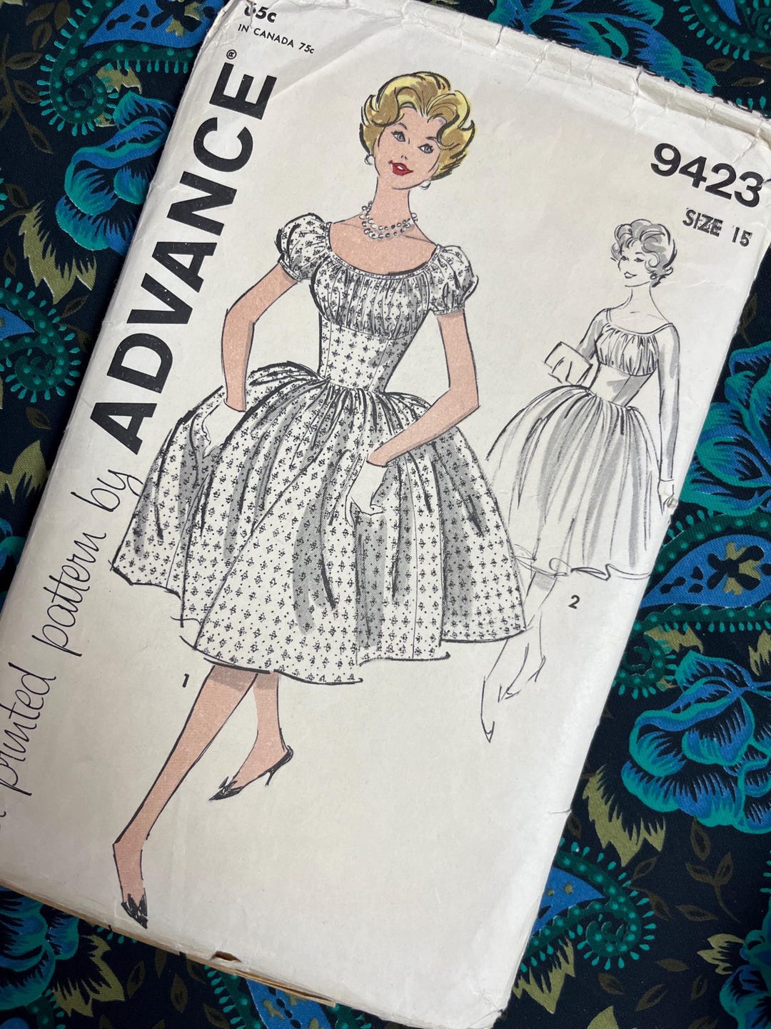Bust 35" Vintage Advance Sewing Pattern 9423, Ladies Puff Sleeve ...