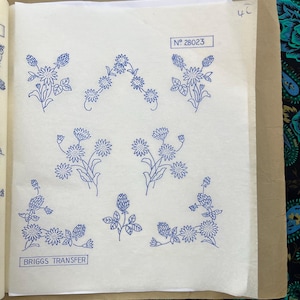 Vintage Iron on Hand Embroidery Transfers by Briggs, Small Floral ...