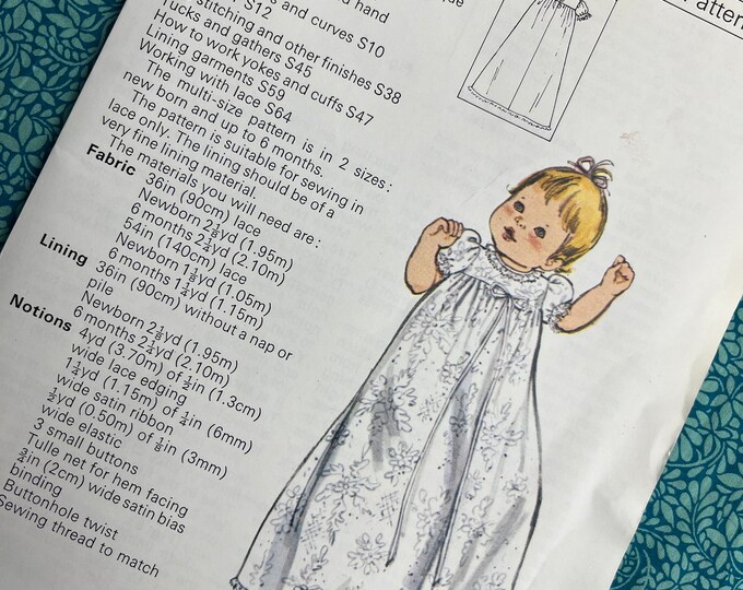 Vintage Uncut Silver Needles Lace Christening Robe Sewing Pattern 58 ...