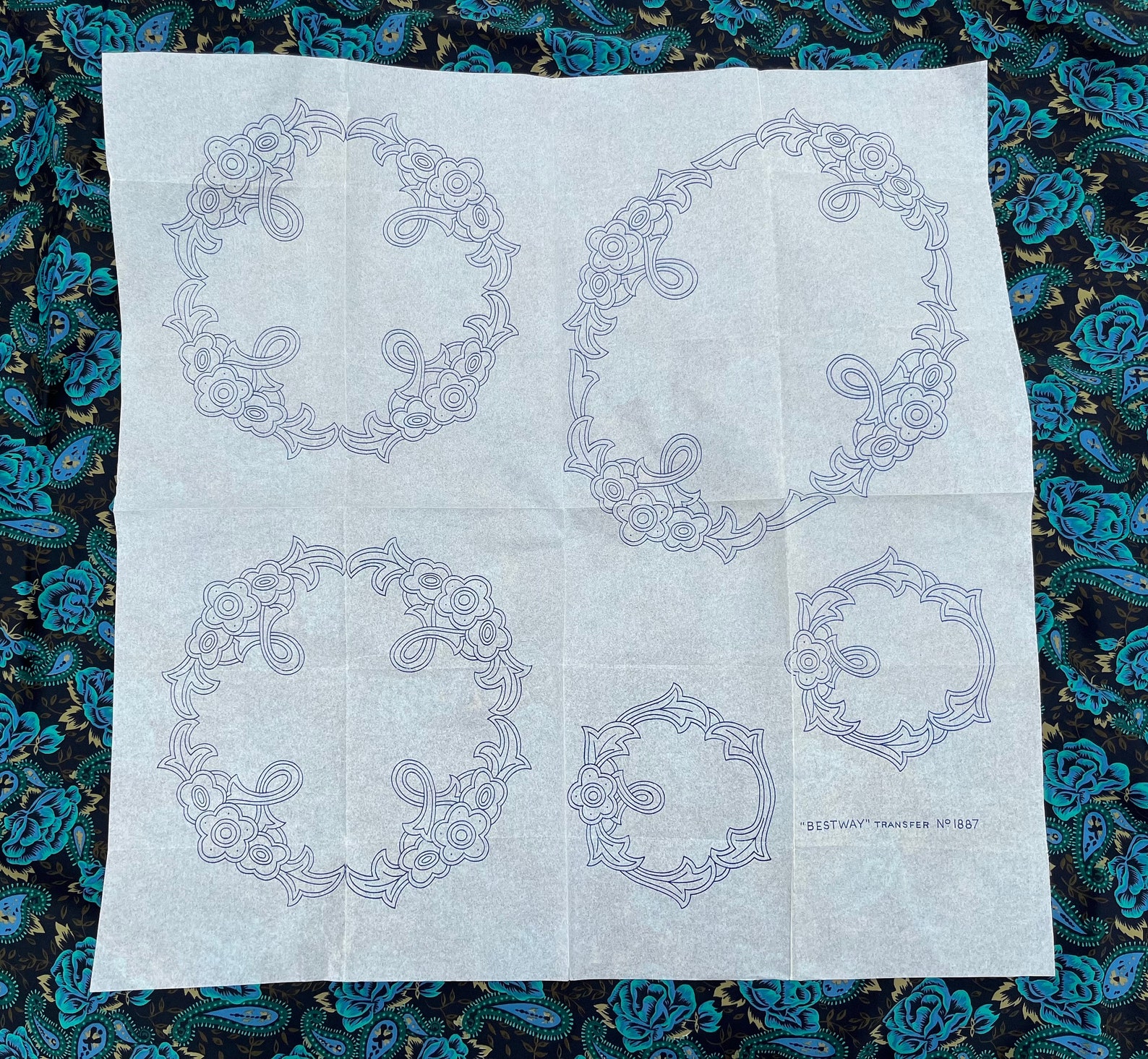 Vintage Bestway Hand Embroidery Transfer 1887, Round Floral Borders ...