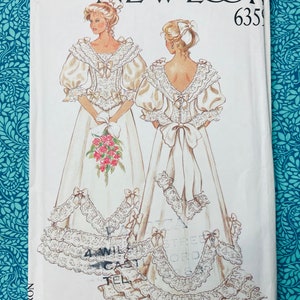 Bust 31.5-40" Vintage 80s New Look Sewing Pattern 6359, Wedding Dress ...