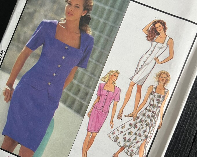 Uncut Vintage 90s Style Sewing Pattern, Fitted Panelled Dress, Top ...