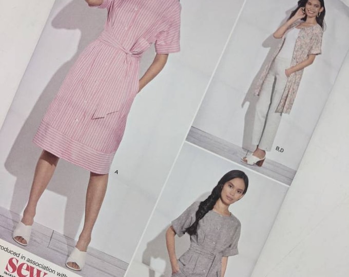 Uncut Simplicity K8891 Sewing Pattern, Ladies Midi Dress, Top, Tie Belt ...