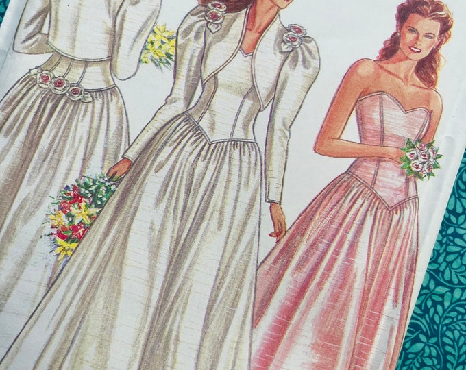 Bust 30.5-40" Vintage 80s New Look Sewing Pattern 6539 Romantic Wedding ...