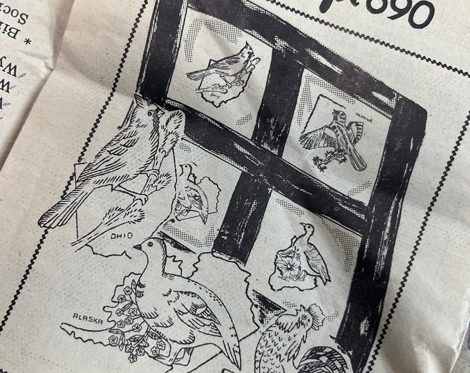 Vintage 70s State Bird Quilt Embroidery Transfers USA States Project ...