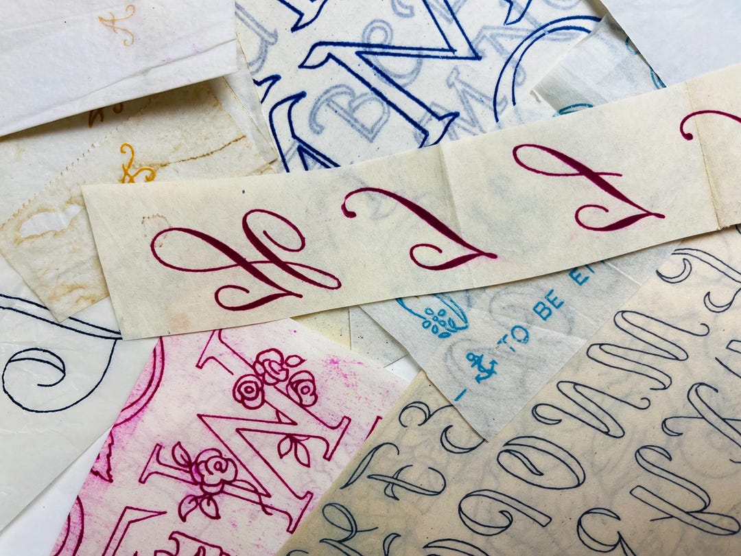 Bundle of Vintage Hand Embroidery Transfers for Lettering, Alphabet ...